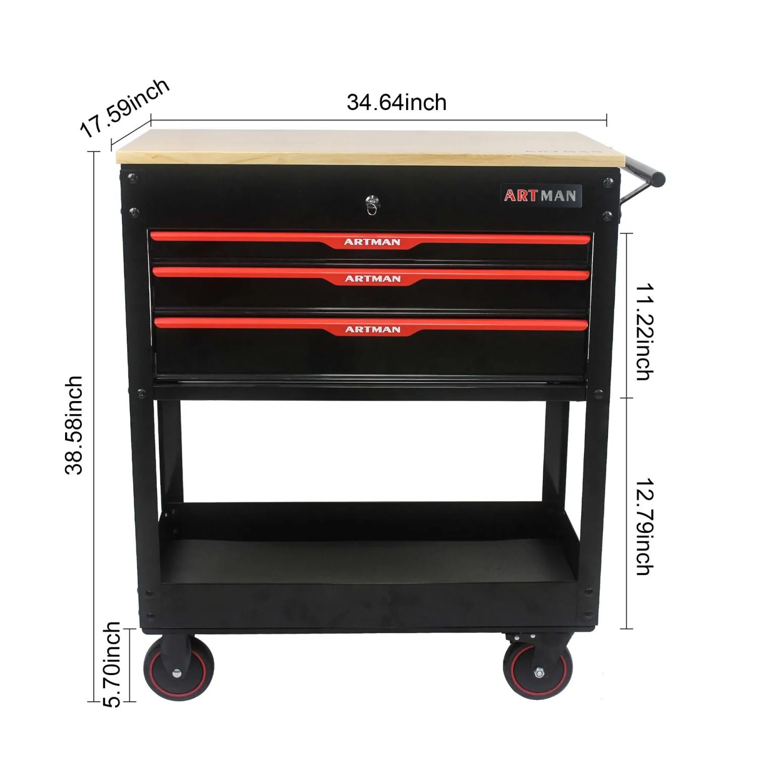 ARTMAN CD3403 Rolling Tool Cart - Efficient Tool Storage & Mobility for ...
