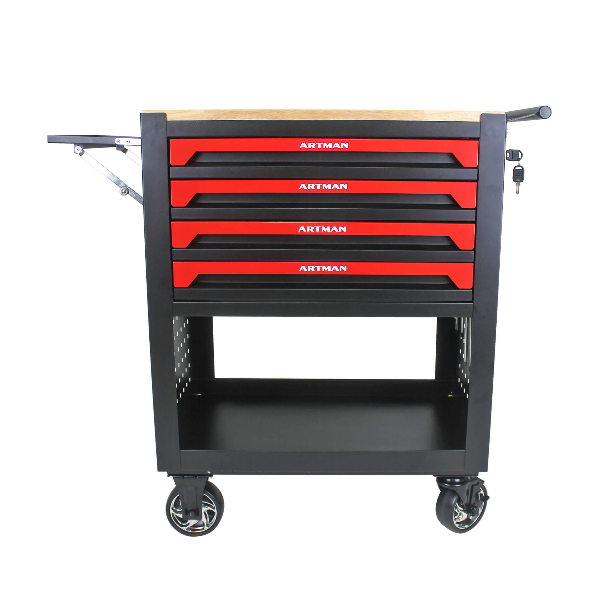 Tool Cart with Drawers and Wood Top for Garage & Workshop | ARTMAN